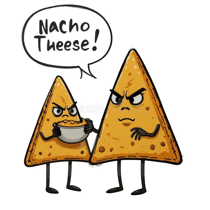 An Illustration Depicting Two Anthropomorphized Nacho Chips Stock ...