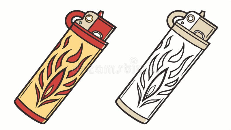 Two Decorative Lighters Side by Side, Stylized Object Illustration ...