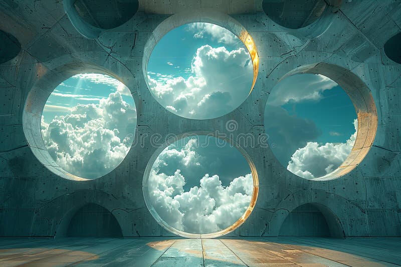 Depicting a View through Circular Holes in Structure, High Quality ...