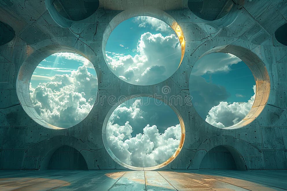 Depicting a View through Circular Holes in Structure, High Quality ...