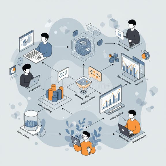 Illustration Depicting a Workflow Related To Artificial Intelligence or ...