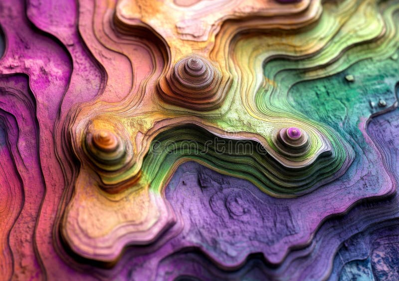 The Illustration Depicts an Abstract Topographic Map with Layered ...