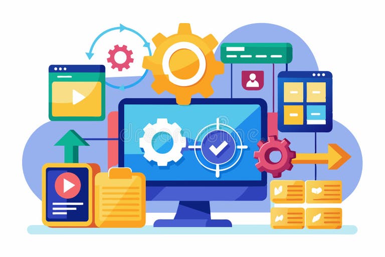 The Illustration Depicts a Computer Displaying Sync and Install ...