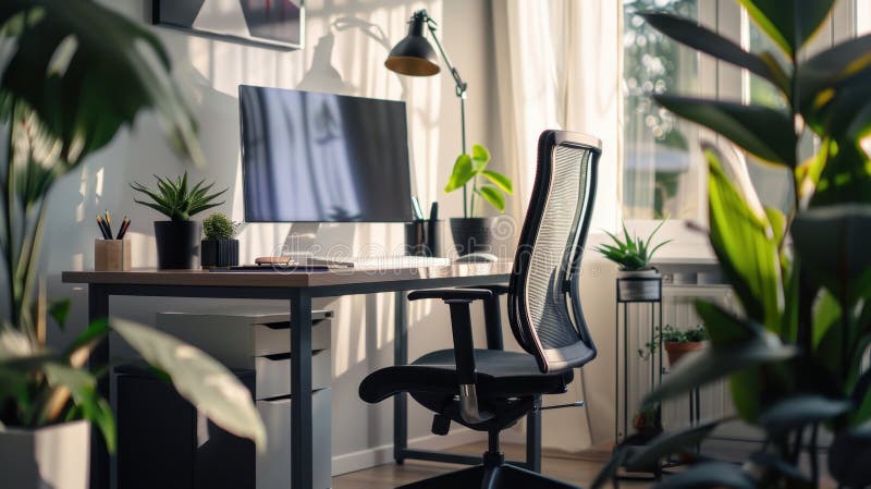 Convenient Comfortable Home Office Stock Illustration - Illustration of ...