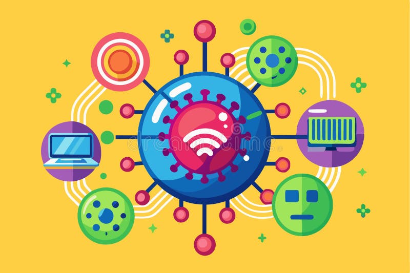 This Illustration Depicts Customizable Virus Transmission with Digital ...