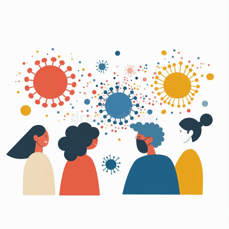 Illustration Depicts Diverse Group of People Facing Abstract ...