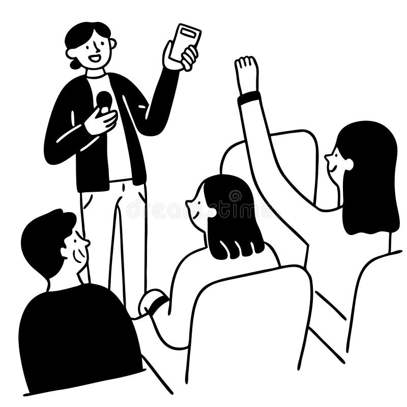 Vector Illustration of Engaging Classroom Presentation with Speaker and ...