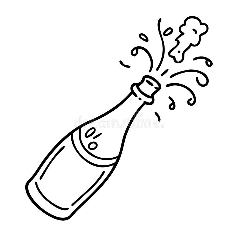 Exploding Champagne Bottle Vector Celebration Party Illustration Stock ...