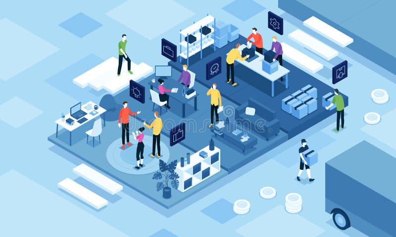 Isometric Vector Illustration of Organizational Life Cycle Stock Vector ...