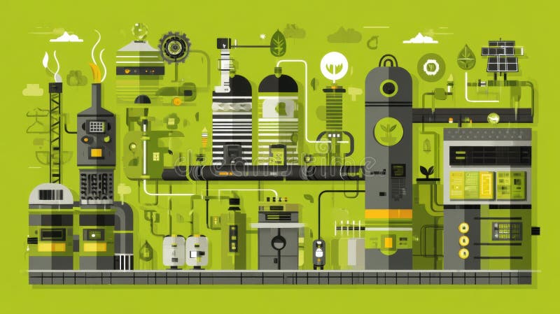 Green Tech Factory stock illustration. Illustration of efficient ...
