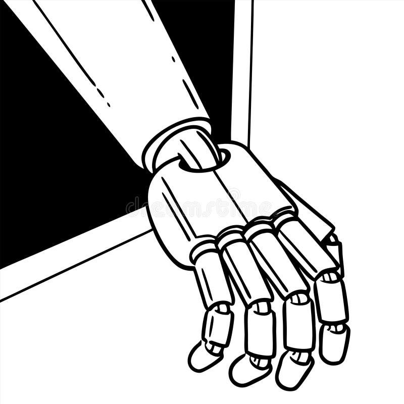 Robotic Hand Emerging from Screen Vector Illustration for Technology ...