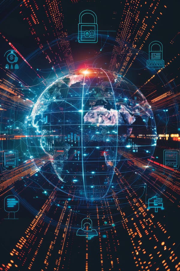 The Illustration Depicts Global Security in the Digital Space ...
