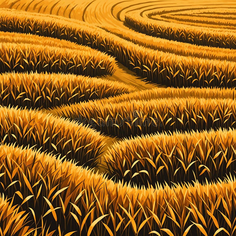 Golden Wheat Field Pattern. AI Generated Stock Illustration ...
