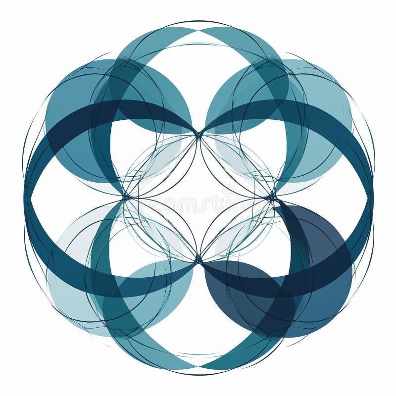 Interconnected Circles in Shades of Blue on White Background Stock ...