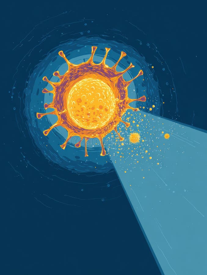 Immune System Response Illustrated with a Cold Virus Surrounded by ...