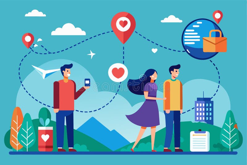 This Illustration Depicts a Long-distance Relationship with Couples ...