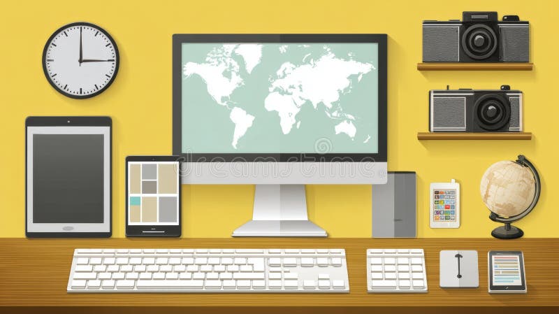 AI-Generated Modern Workspace Stock Illustration - Illustration of ...