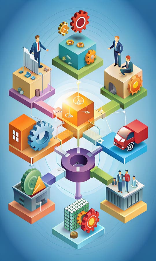 An Illustration Depicts a Network of Colorful, Interlocking Gears ...