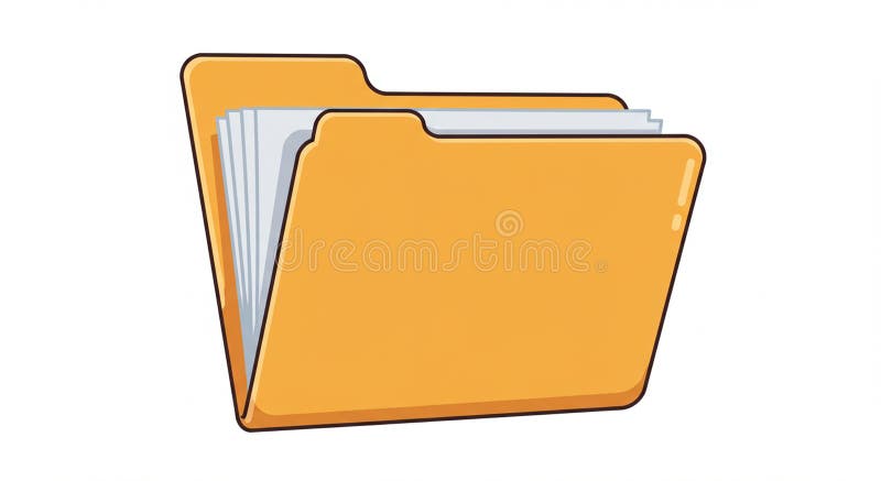 A Yellow File Cabinet Icon with Open Drawers Isolated on a White ...