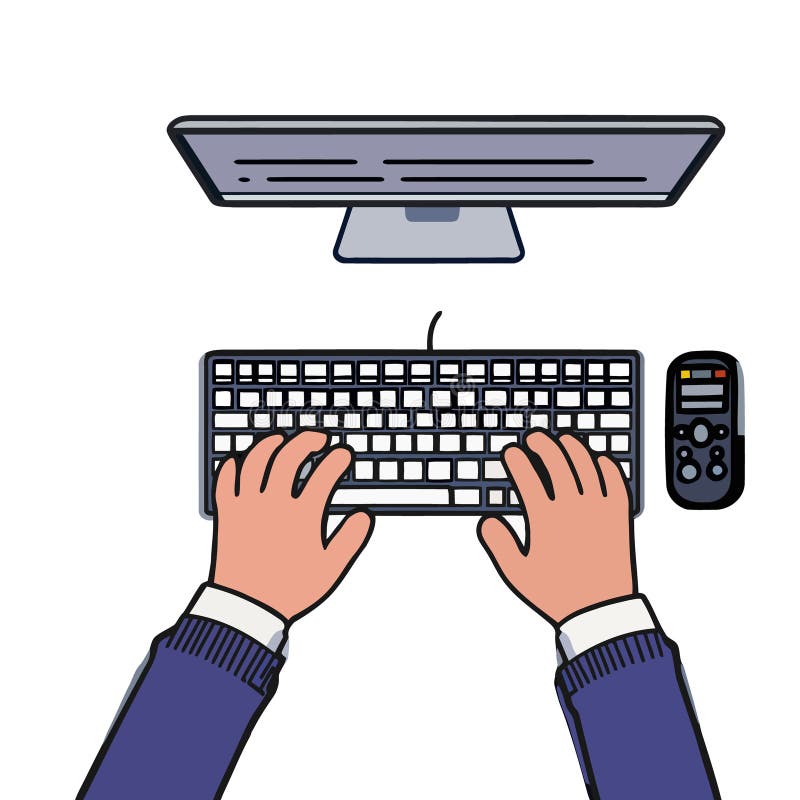 Person Typing on Computer Keyboard Next To a Remote Control ...
