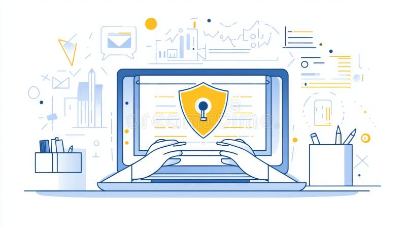 Online Data Security & Protection Stock Illustration - Illustration of ...