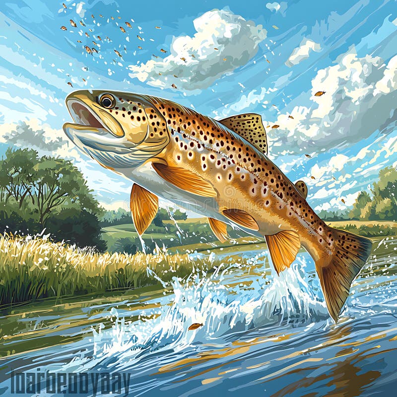 Powerful Brown Trout Stock Illustrations – 64 Powerful Brown Trout ...