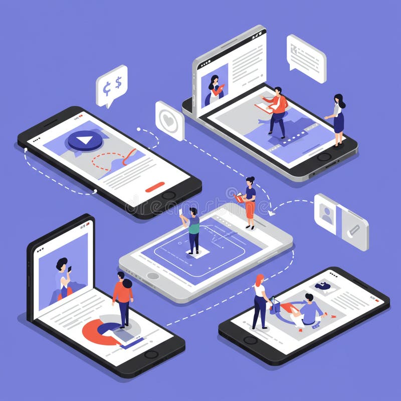 Several Large Smartphone Screens Stock Illustrations – 6 Several Large ...