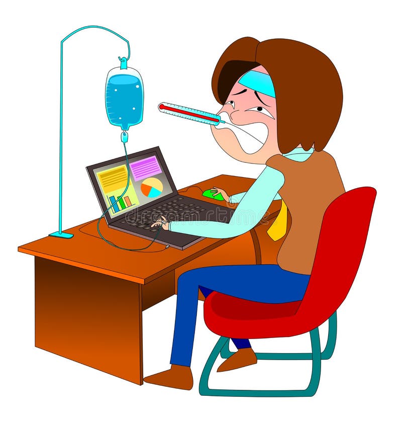 Sick employee stock illustration. Illustration of humor - 35740006