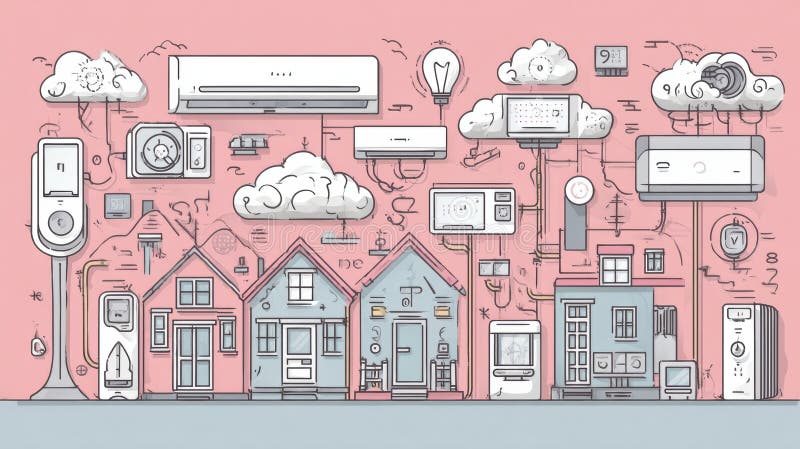 Smart Home Ecosystem stock illustration. Illustration of data - 374723246
