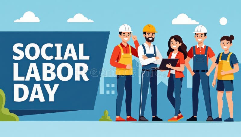 This Illustration Depicts a "Social Labor Day" Scene with a Diverse ...