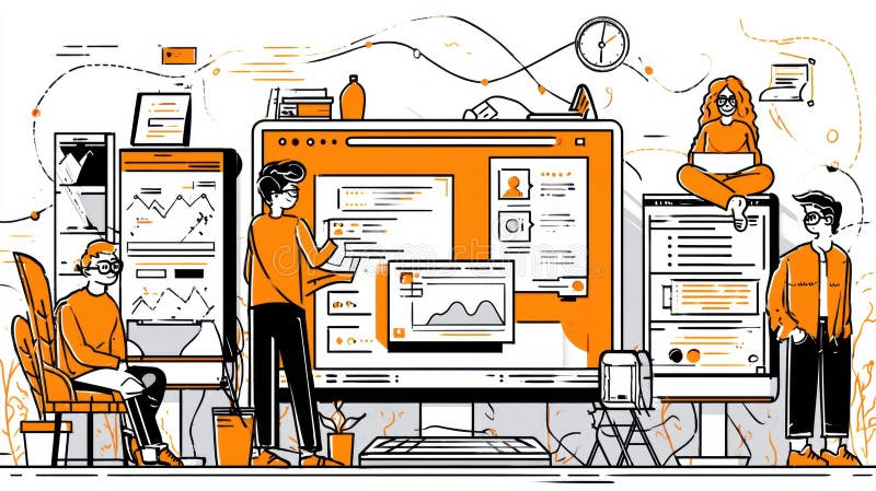 AI-Powered Team Collaboration Stock Illustration - Illustration of ...