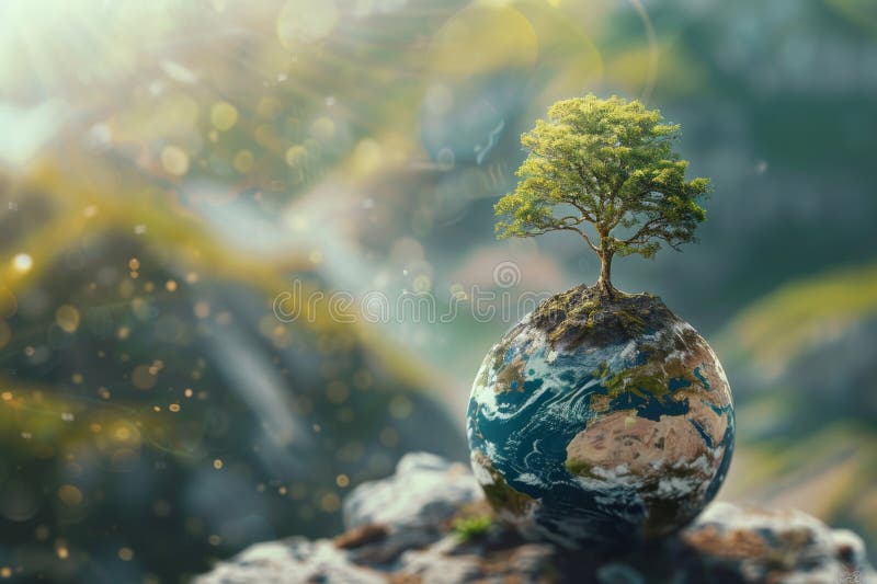 Earth and Tree: a Symbol of Balance Stock Illustration - Illustration ...