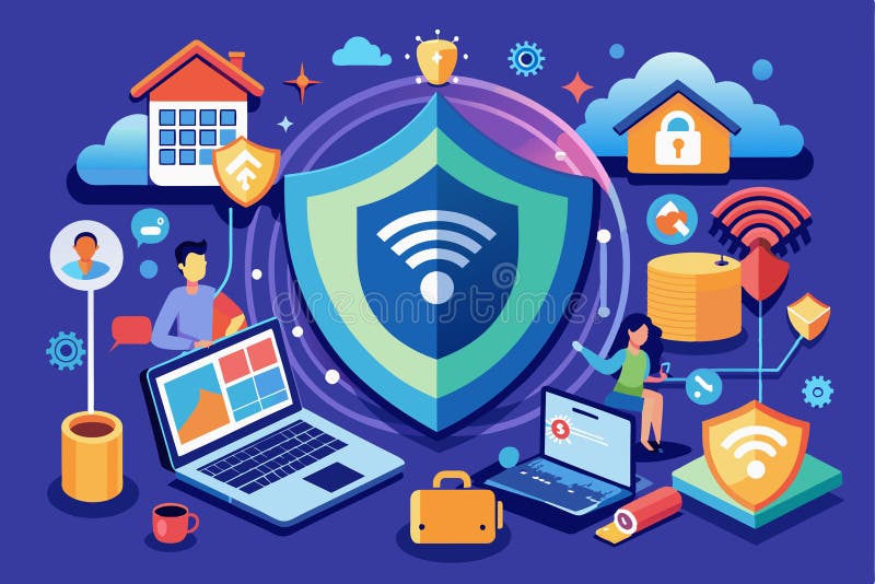 This Illustration Depicts Various Aspects of Wi-Fi Security and ...