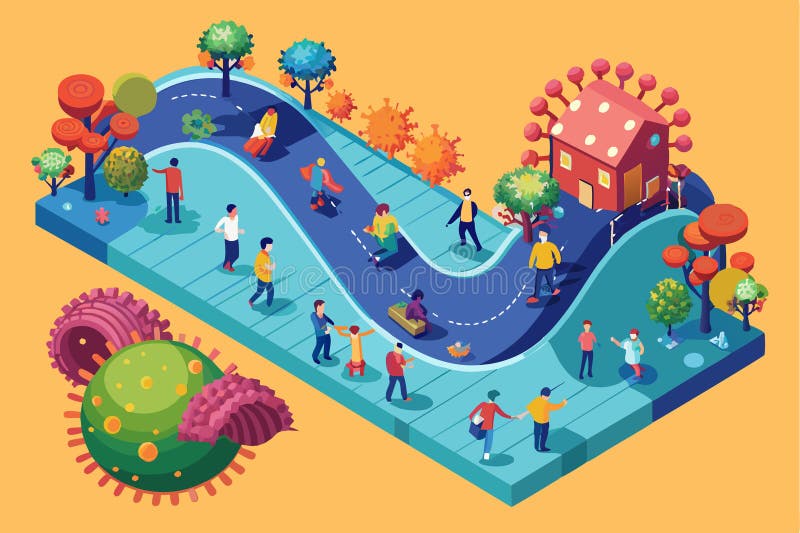 The Illustration Depicts a Vibrant Community Navigating Challenges ...