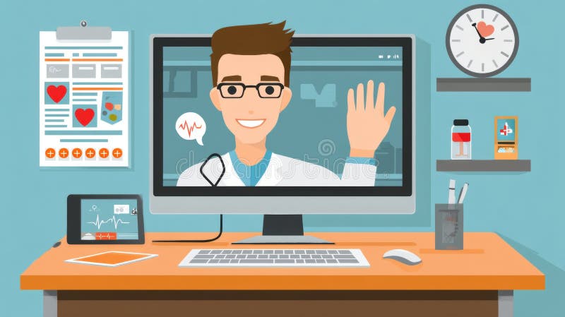 Telemedicine Consultation stock illustration. Illustration of ...