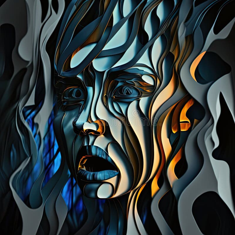 Depression and Anxiety Heavy Burden, Abstract Art. Generative Ai Stock ...