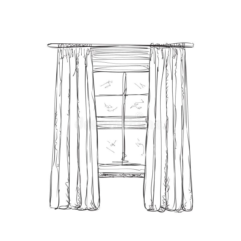 Illustration Der Fenster- Und Vorhangskizze Vektor Abbildung ...