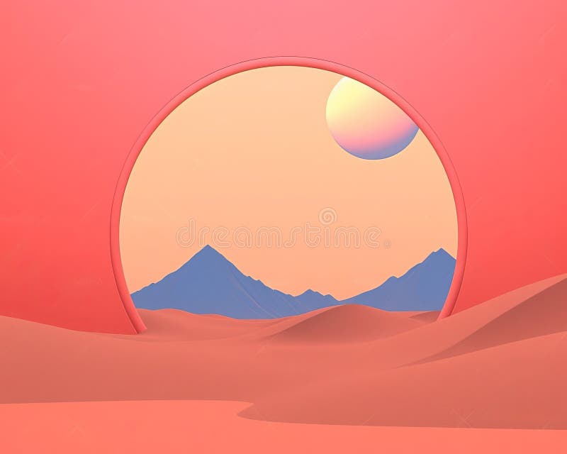 An Illustration of a Desert Scene with a Round Hole in it Stock ...