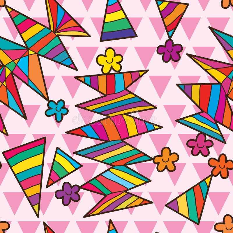 Triangle Stick Flower Seamless Pattern Stock Vector - Illustration of ...