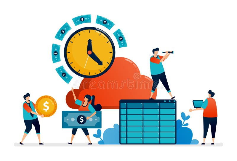 Illustration Design of Automatic Payroll System. Banking Paycheck ...