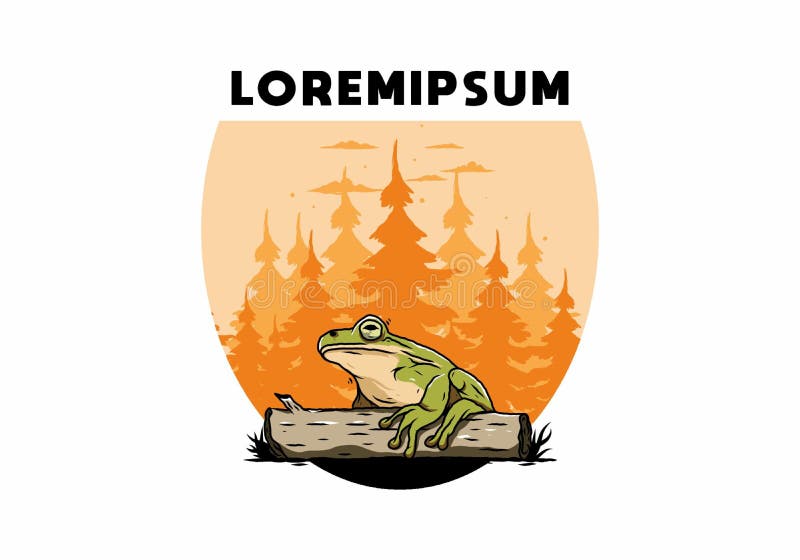 Big Frog Perched on a Log Illustration Stock Vector - Illustration of ...