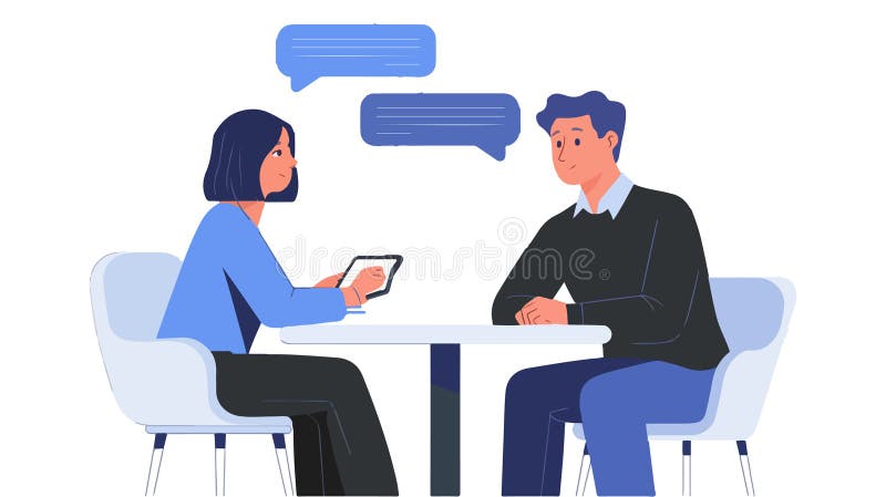 Illustration Design for Business Meeting Interview in Progress, Two ...