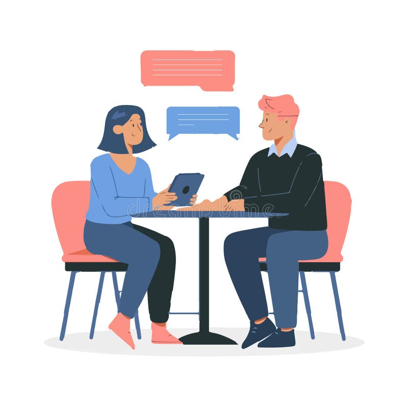Illustration Design for Business Meeting Interview in Progress, Two ...