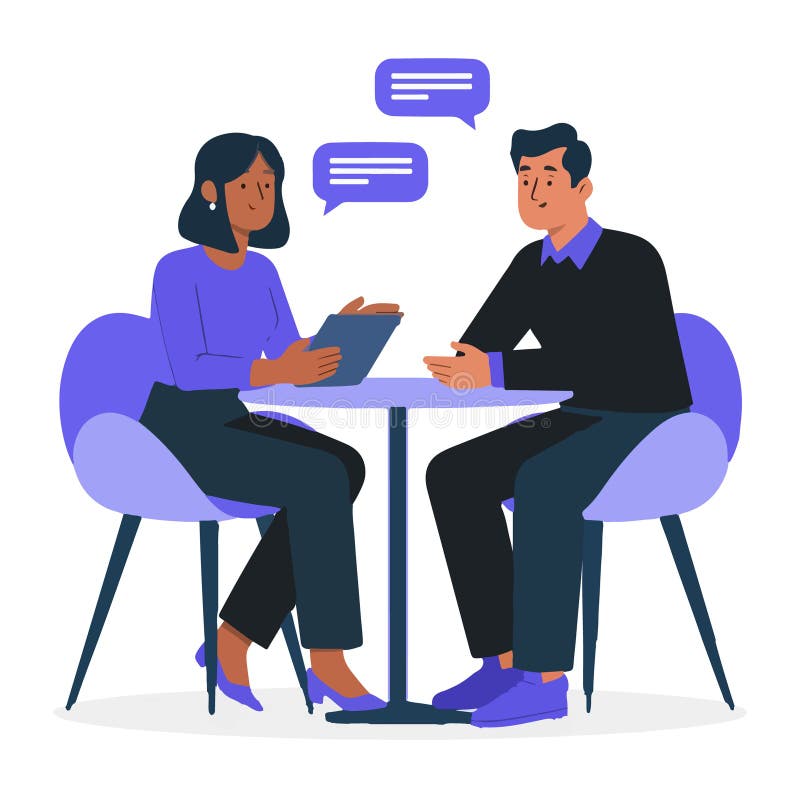 Illustration Design for Business Meeting Interview in Progress, Two ...