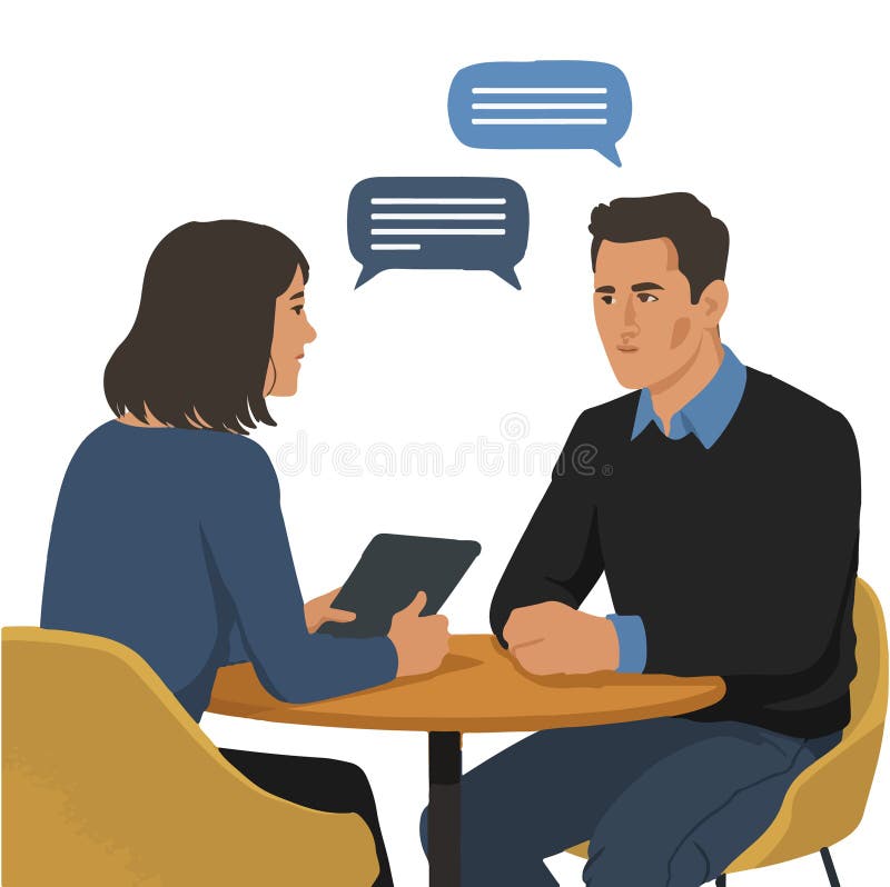 Illustration Design for Business Meeting Interview in Progress, Two ...