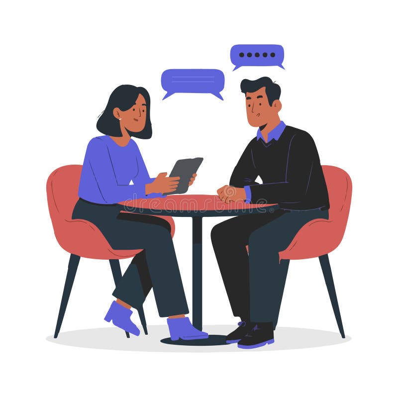 Illustration Design for Business Meeting Interview in Progress, Two ...