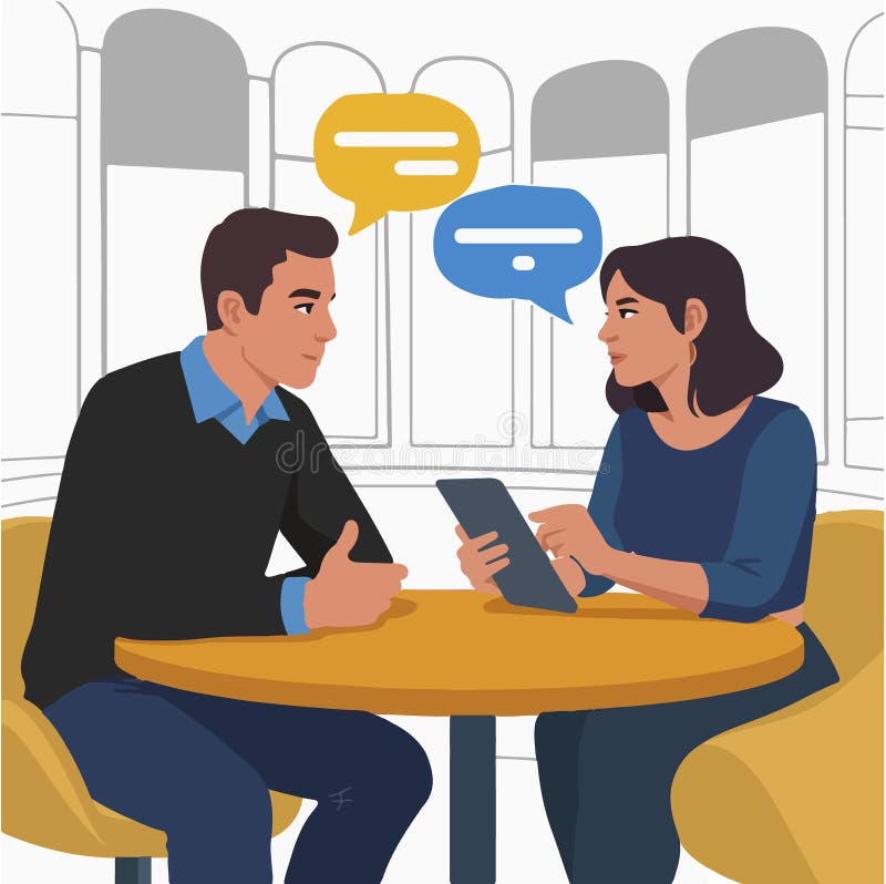 Illustration Design for Business Meeting Interview in Progress, Two ...