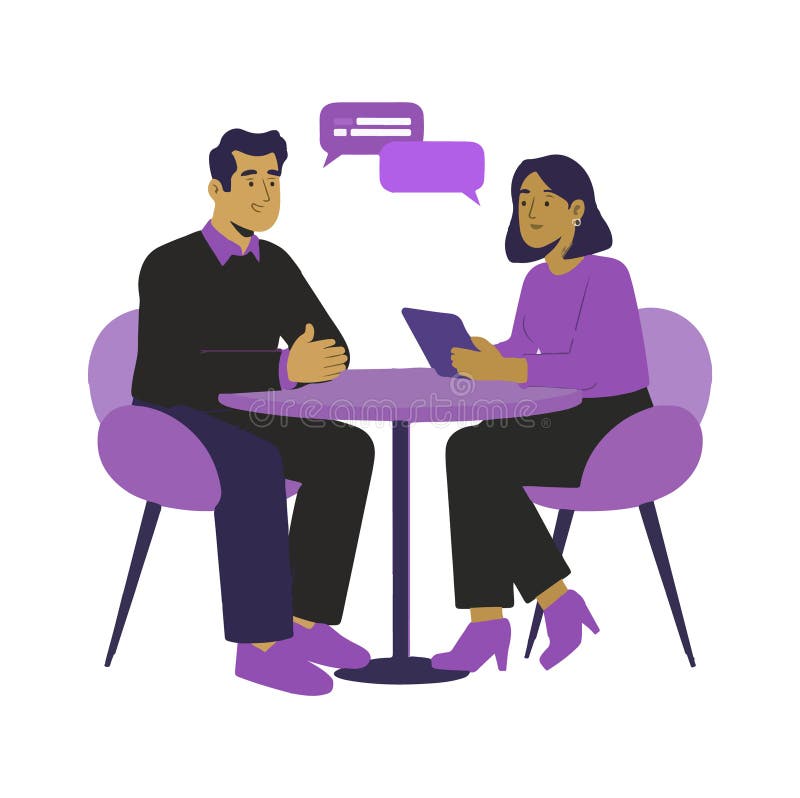 Illustration Design for Business Meeting Interview in Progress, Two ...