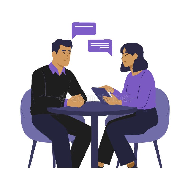 Illustration Design for Business Meeting Interview in Progress, Two ...