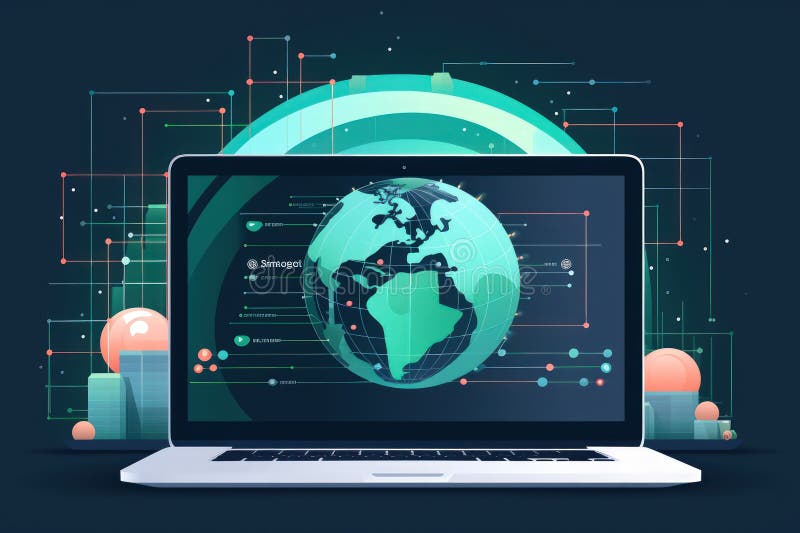 Illustration Design of a Digital Business Globe Stock Illustration ...